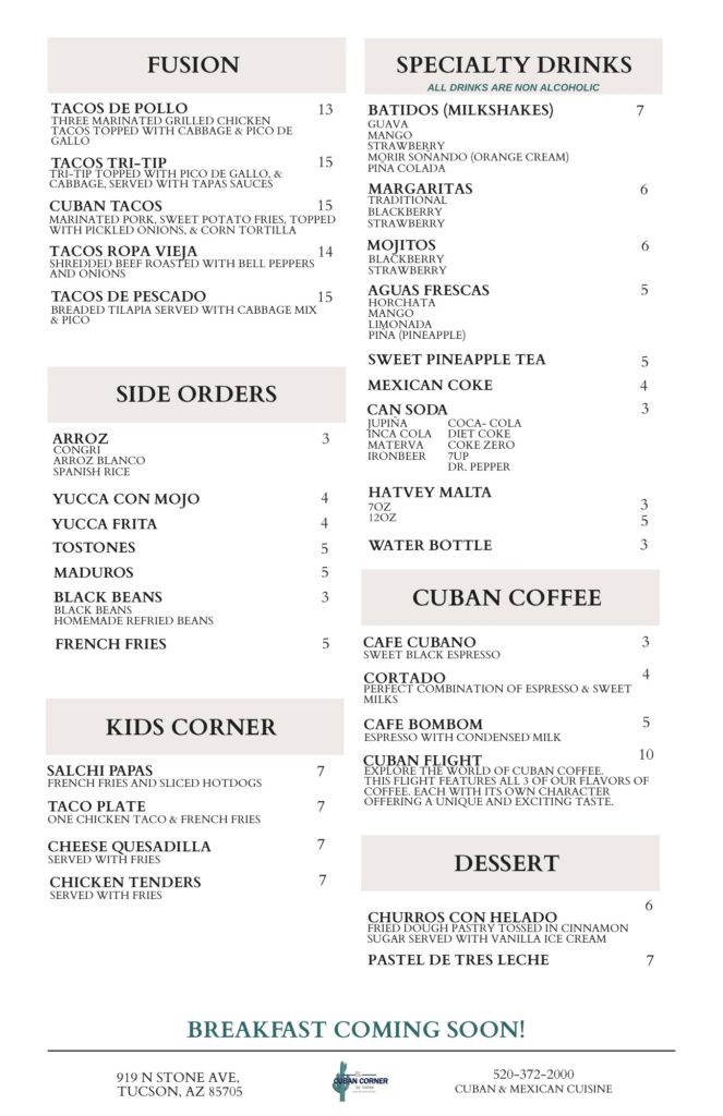 'The Cuban Corner' is Now Open on Stone Avenue (MENU)