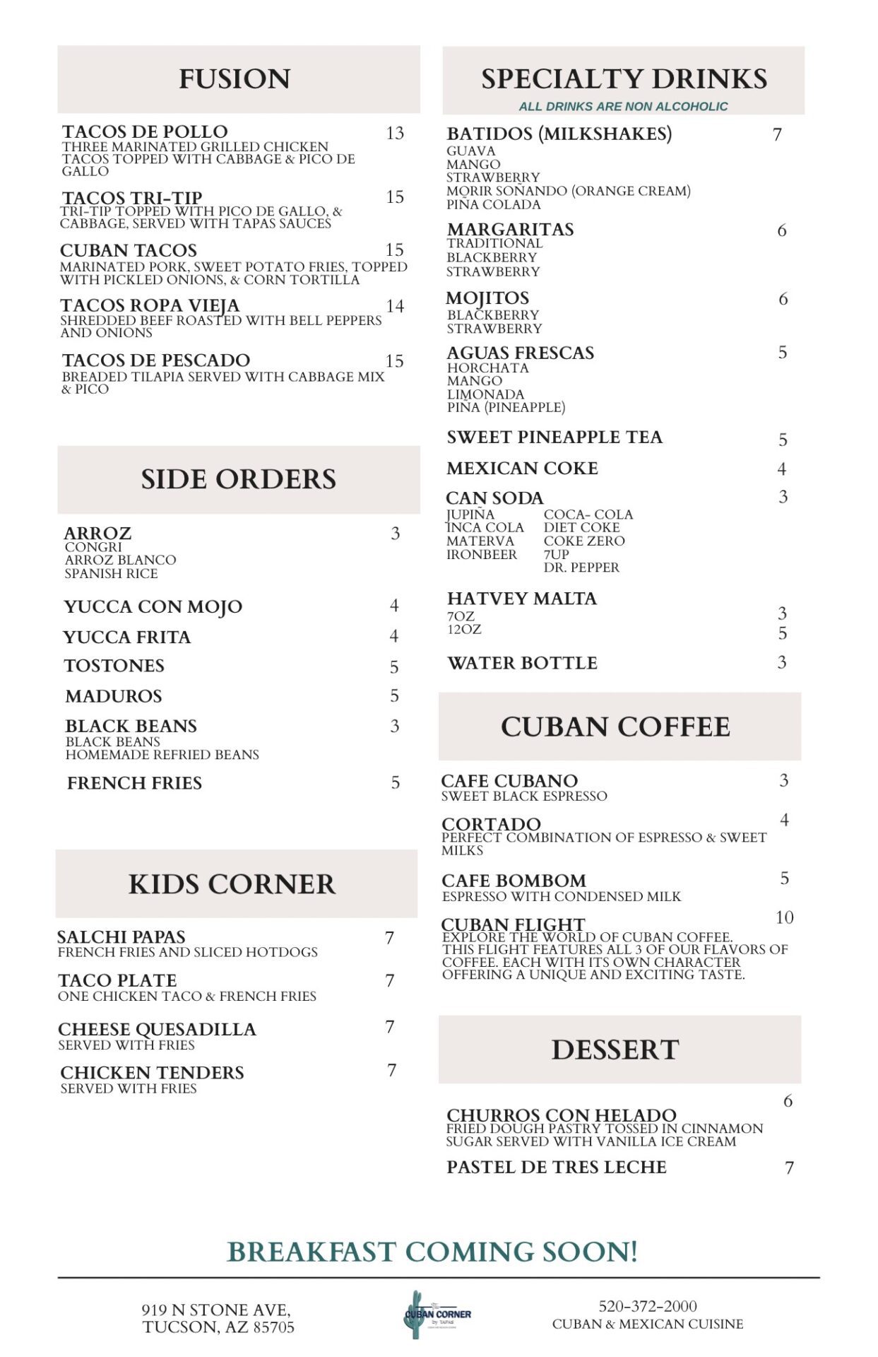 'The Cuban Corner' is Now Open on Stone Avenue (MENU)